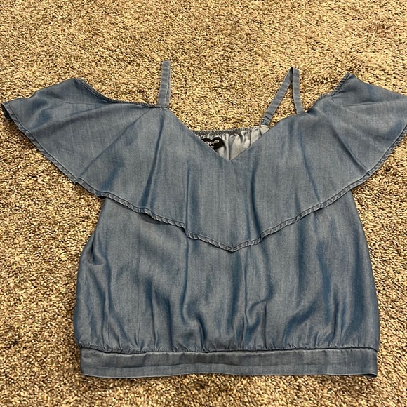 bebe | Tops | Chambray Bebe Crop Top | Poshmark